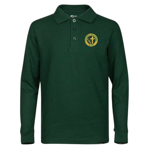 Cathedral HS - Hunter Green Long Sleeve Polo -Embroidered - Adult ...
