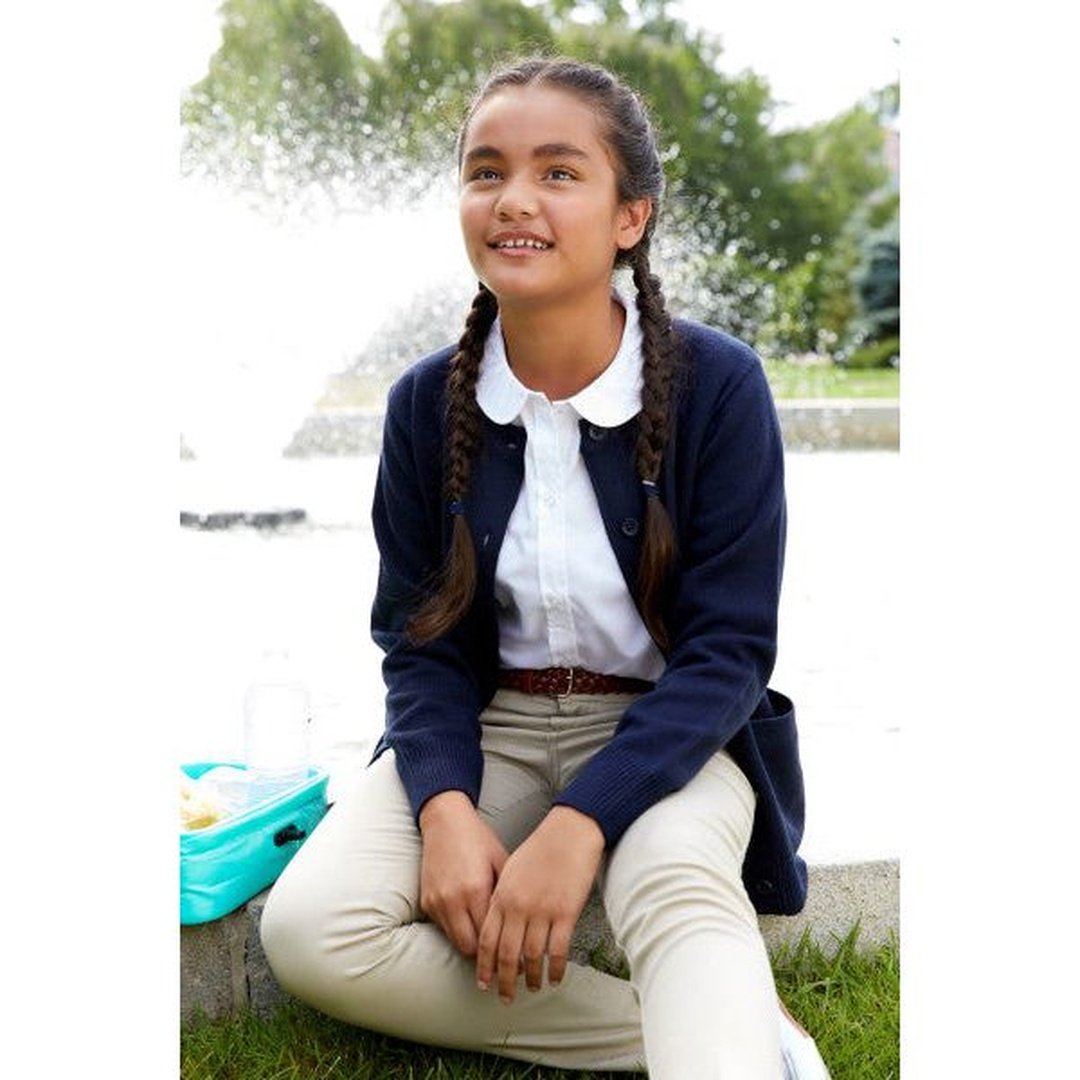 Girls Anti-Pill Crewneck Cardigan – Metro School Uniforms